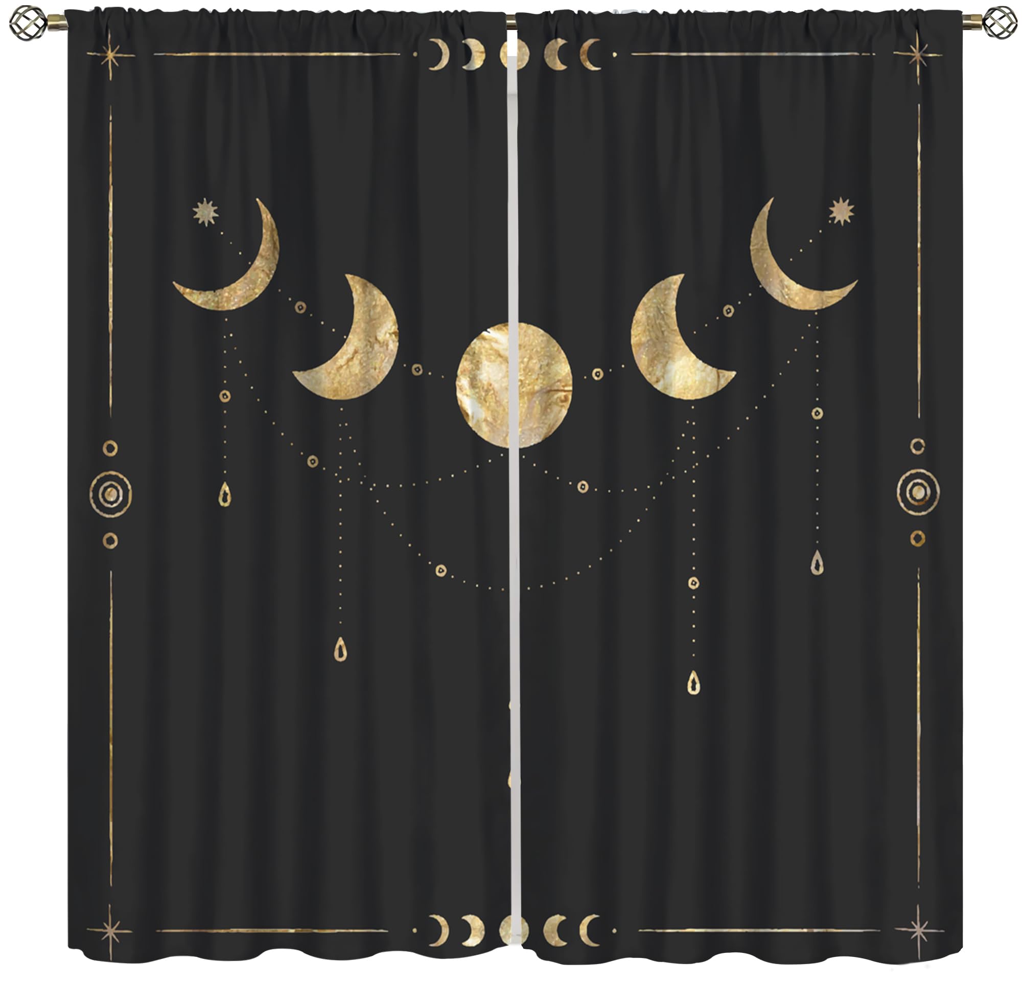 Amazon.com: Fblifil Bohemian Sun Moon Curtains Retro Floral Aesthetic ...