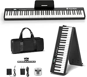 Amazon.com: FingerBallet Portable Piano Keyboard, Semi-Weighted Folding ...
