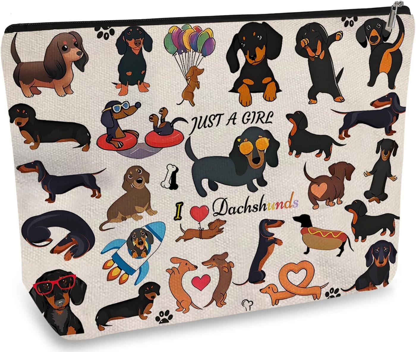 Amazon.com: DOOX Dachshund Makeup Bags with Lining, Funny Cosmetic Bags ...