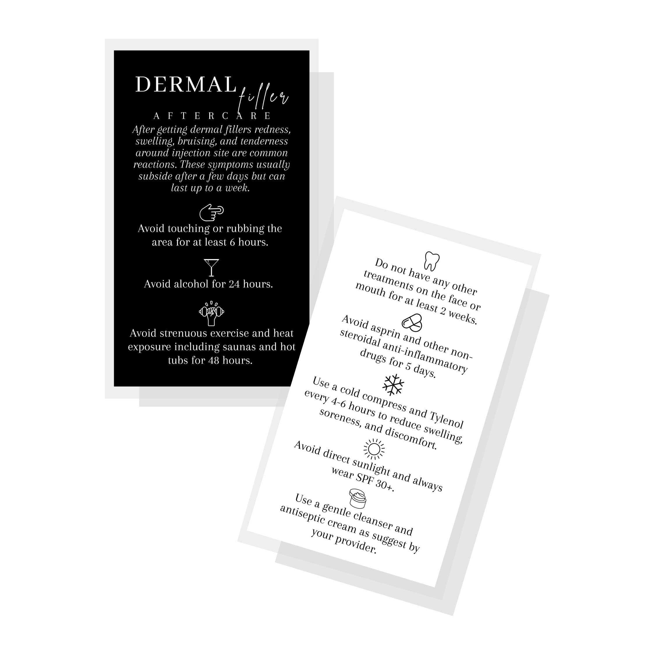 Buy Dermal Filler Aftercare Card | 50 Pack | 2x3.5” inches Business ...