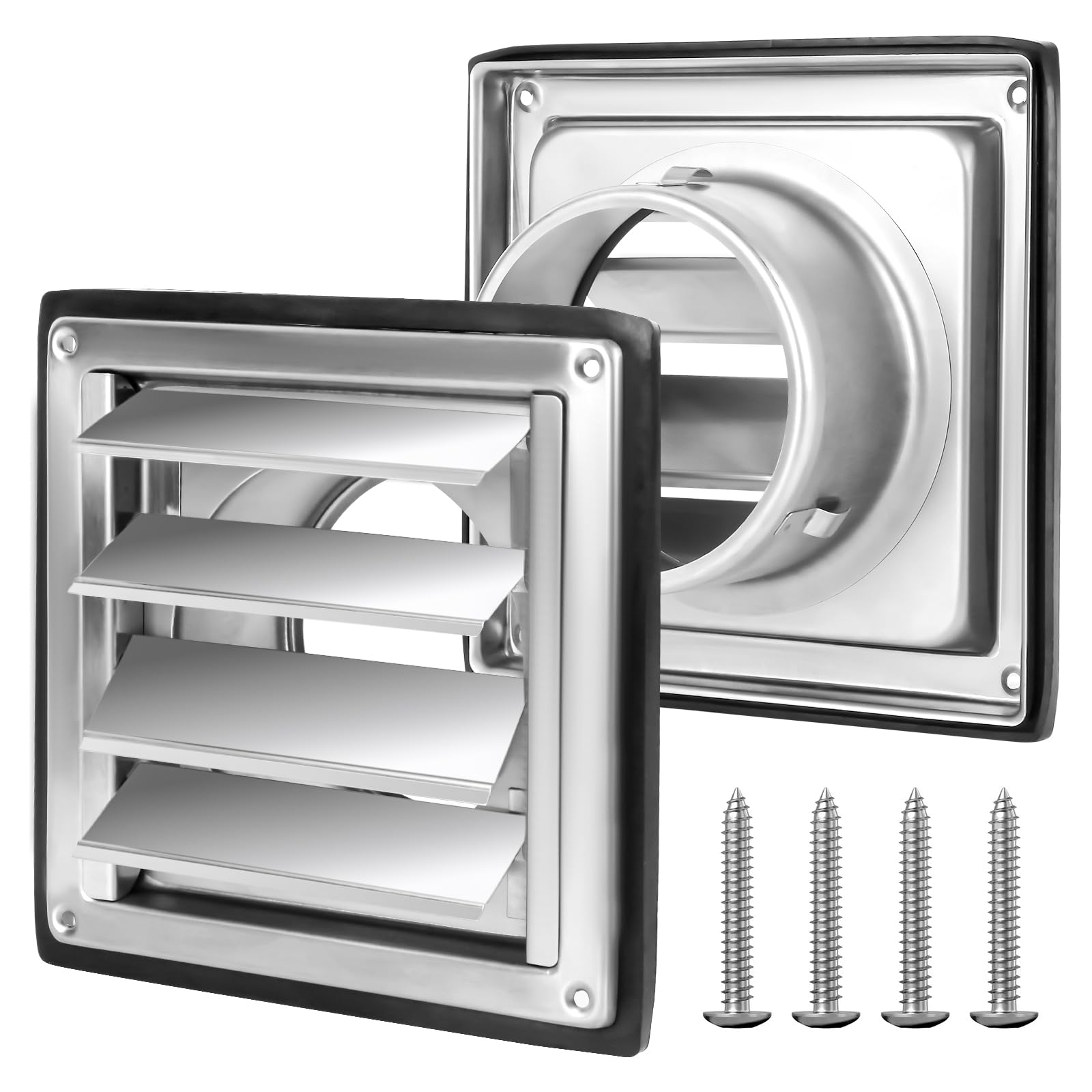 Snapklik.com : 4 Inches Metal Dryer Vent Cover Outdoor Stainless Steel ...