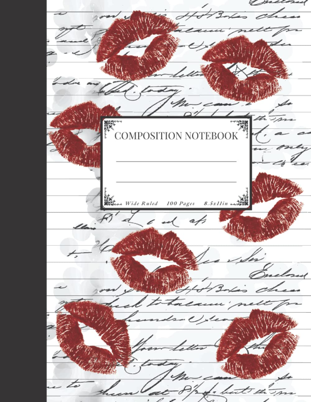 Red Kisses Coquette Composition Notebook: Aesthetic, Fancy, Coquette ...