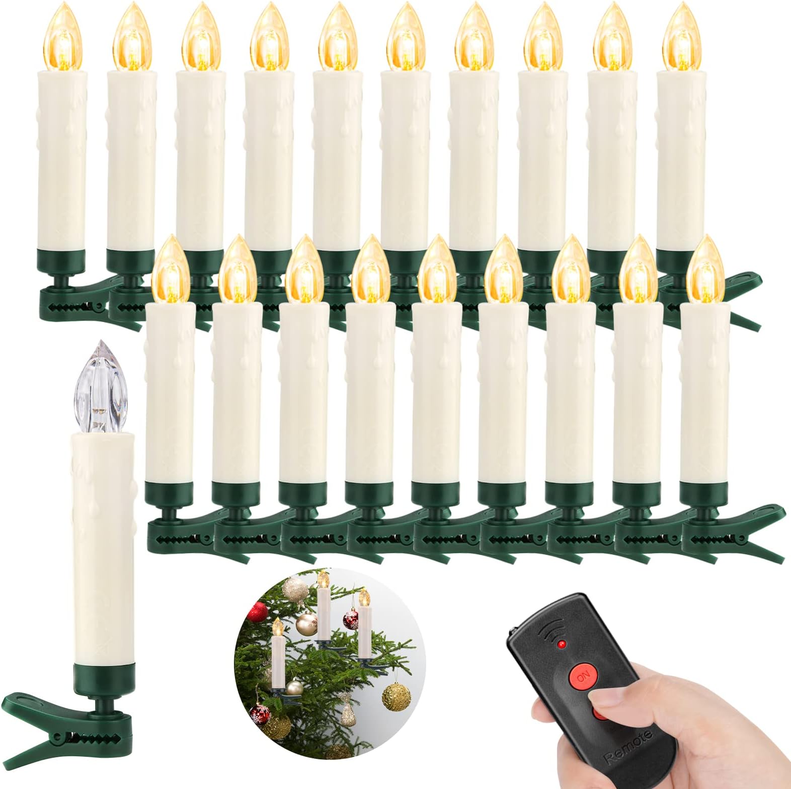 Amazon.com: TECHLONG 20 PCS Flickering Christmas Tree Candle Lights ...