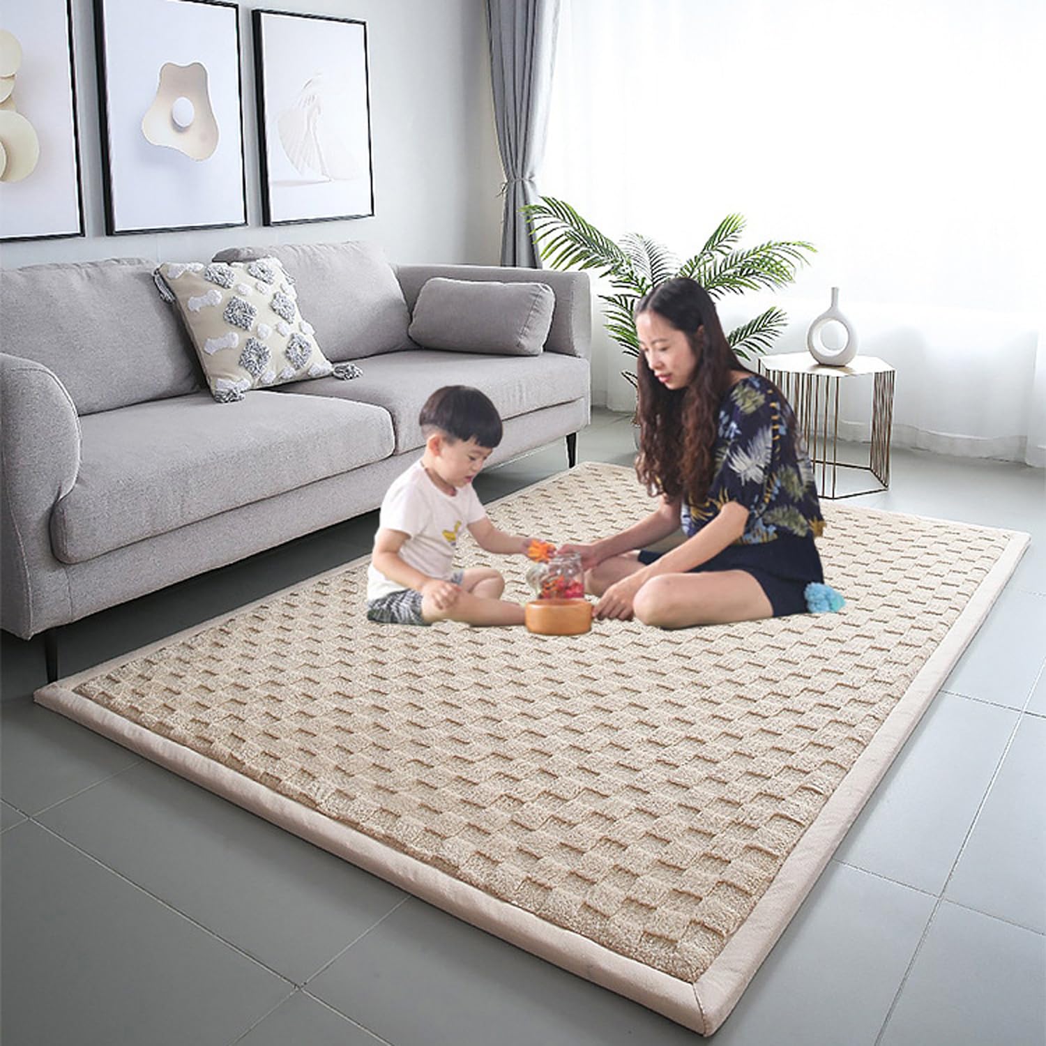 Tatami Mat Rug Coral Velvet Kids Rug - Super Soft 2cm Thick Play Mat ...