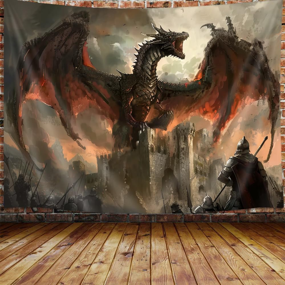 Amazon Veigike Cool Medieval Dragon Tapestry Fantasy Animal Red