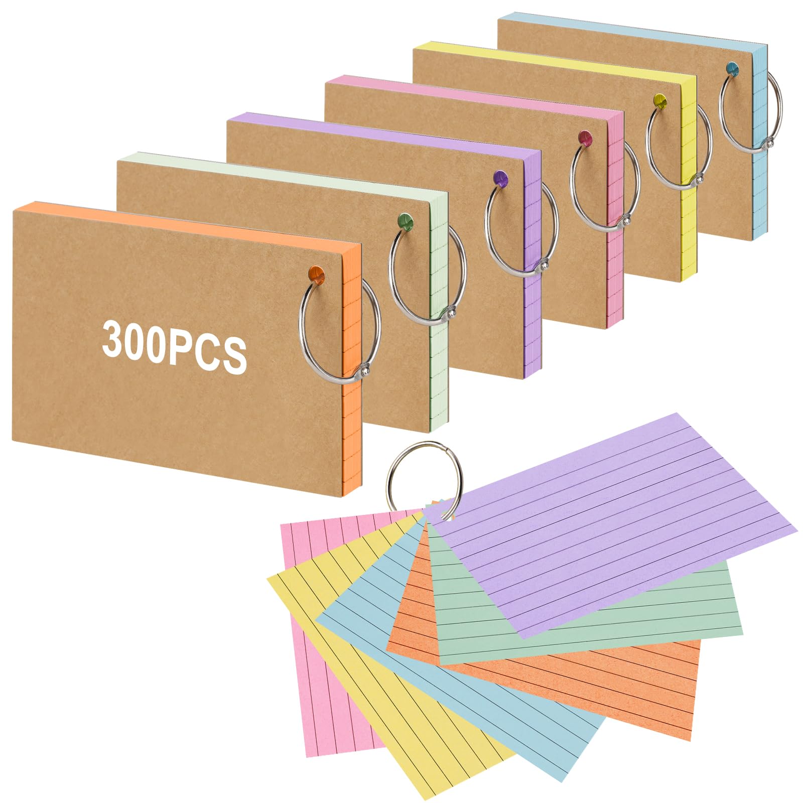 Vicloon Index Cards, 300 Pcs 12.7 x 7.6cm Flash Cards, Colourful ...