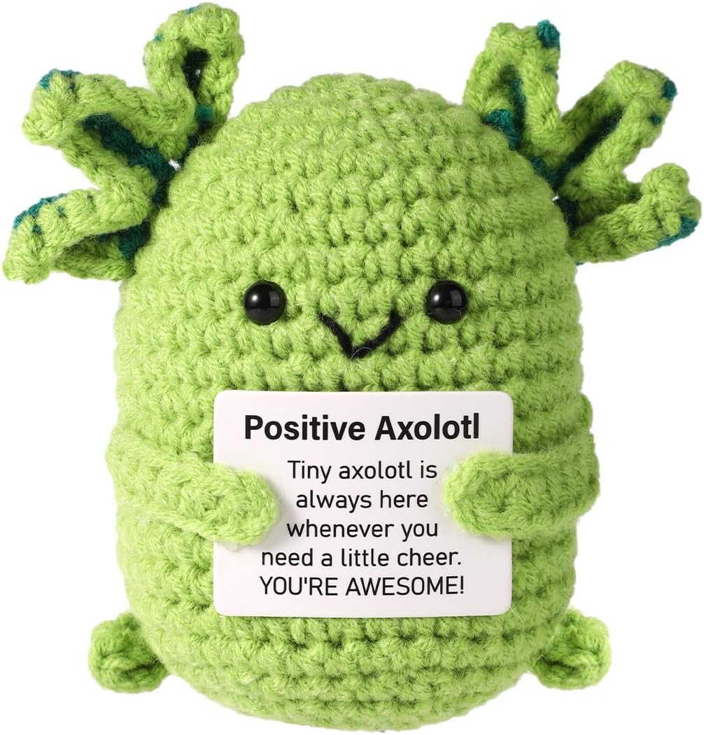 Amazon.com: TOYMIS Green Positive Axolotl, Crochet Axolotl Positive ...