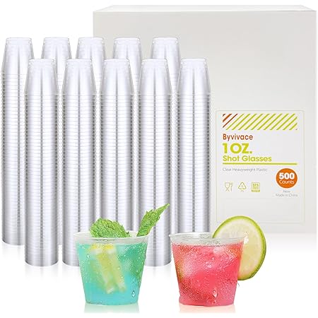 Amazon.com: Byvivace 500counts 1OZ. Disposable Shot Glasses Clear Hard ...