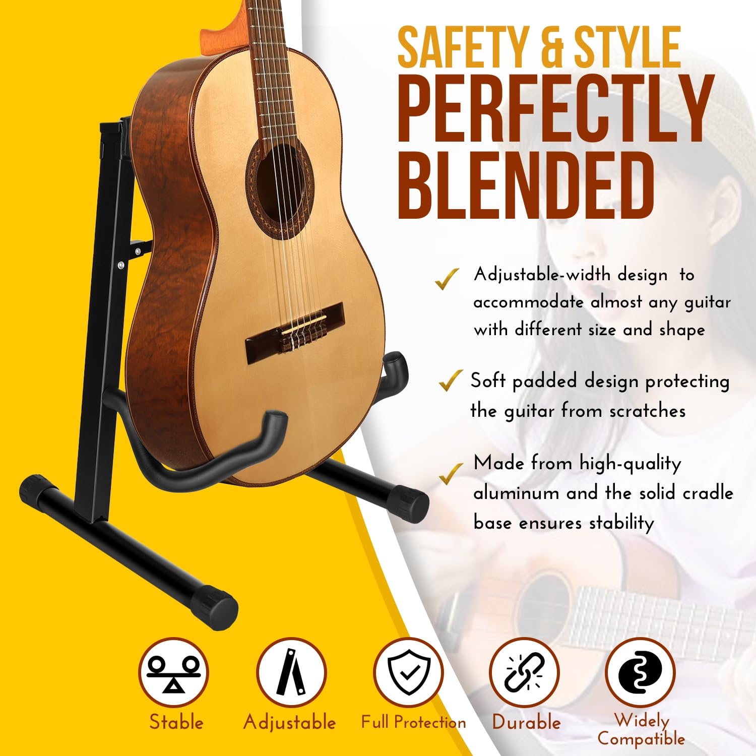 Snapklik.com : Flexzion Guitar A-Frame Stand Floor Support For Acoustic ...