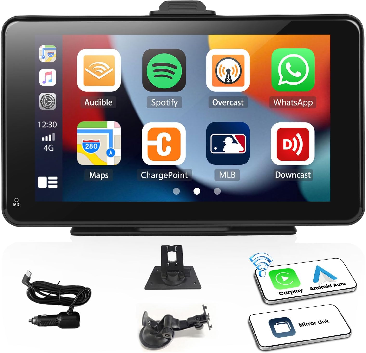 Portable Wireless Apple Carplay Screen Android Auto Screen, 7 Inch ...