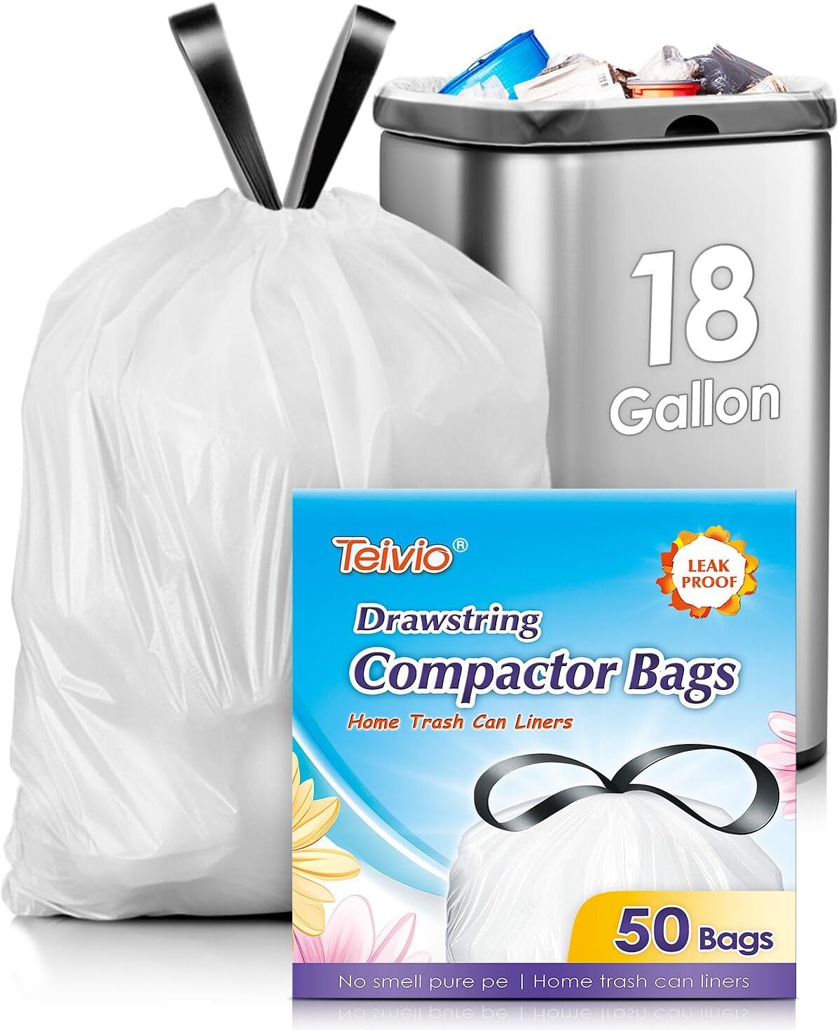 Amazon.com: Kirkland Signature Compactor and Kitchen Trash Bags, White ...