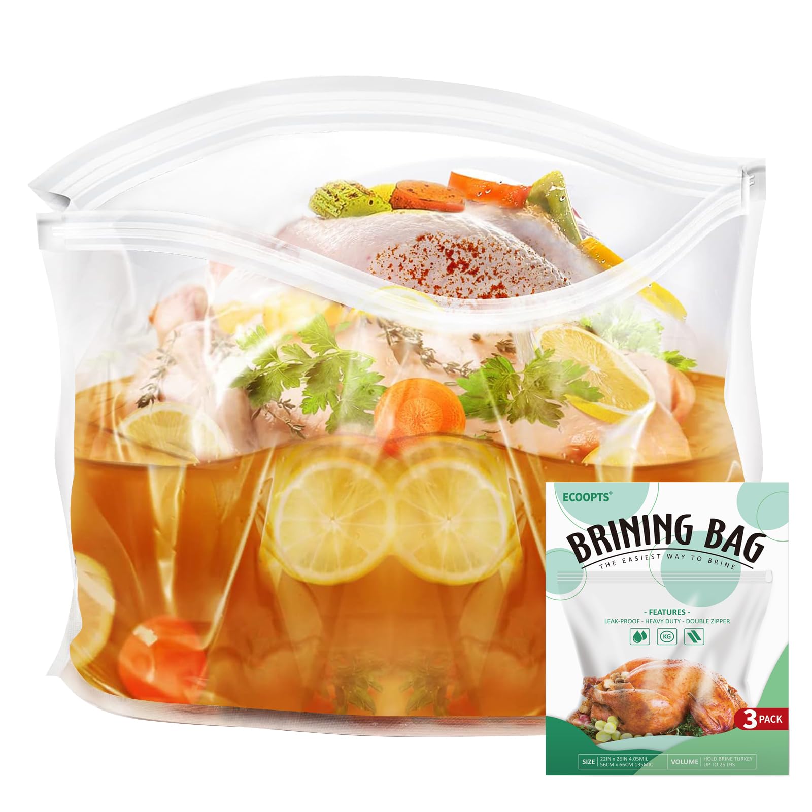 3×Turkey Brining Bag,Extra Large Brine Bags for Turkey Thickened ...