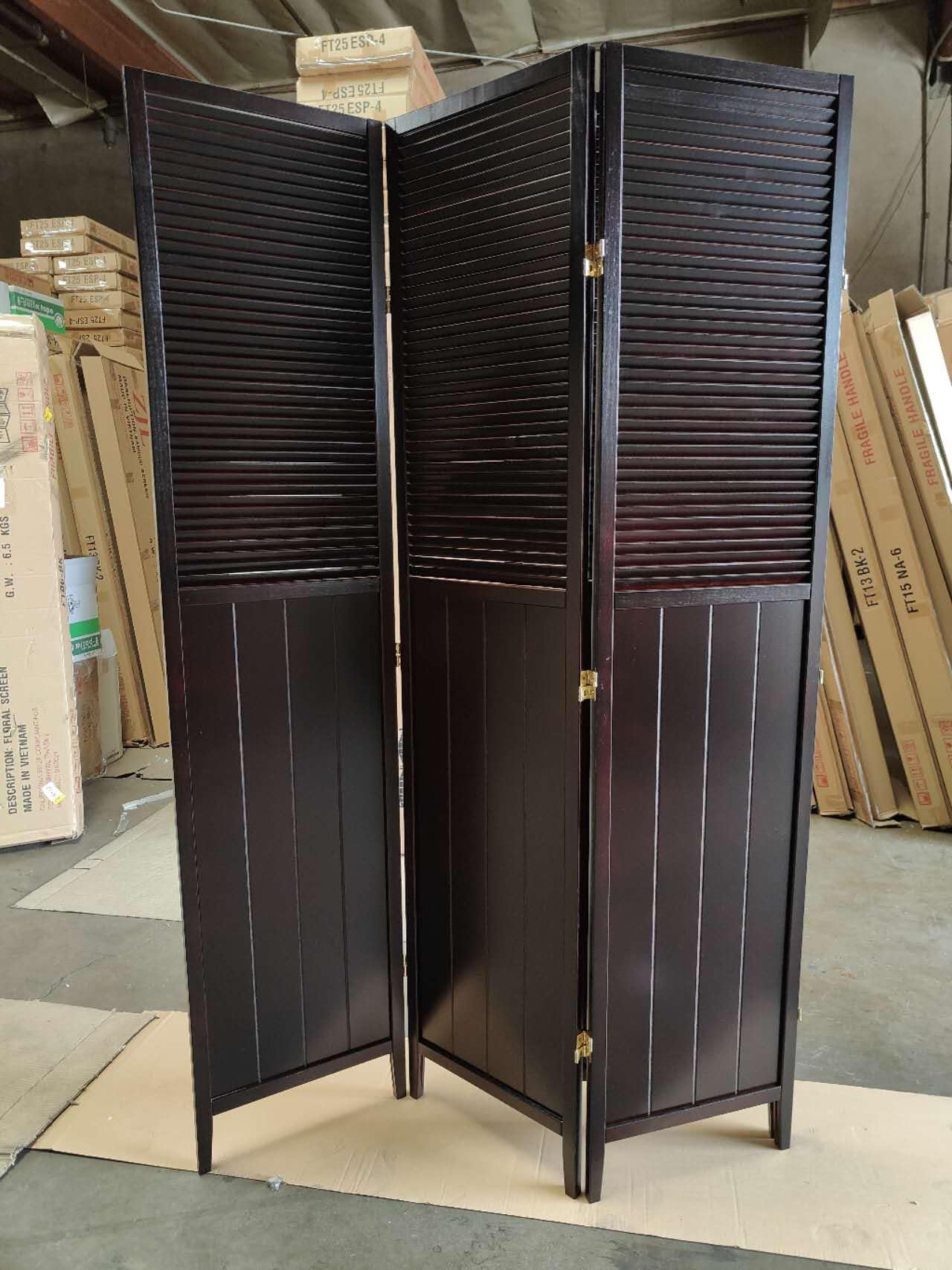 Amazon.com: SQF Wood Shutter Door Room Divider 3 Panel (Espresso, 3 ...