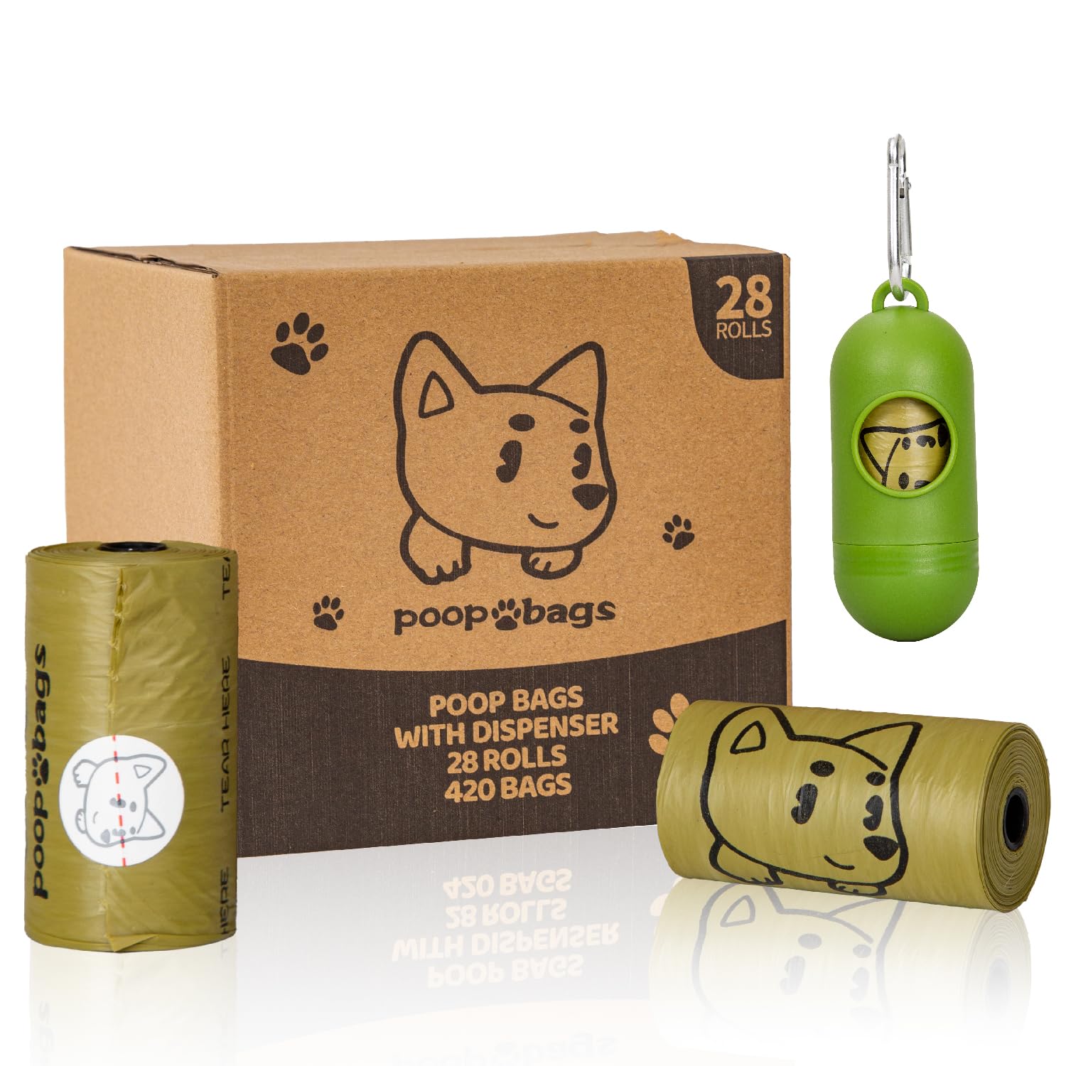 Amazon.com: Watreeco 420 Counts Dog Poop Bags Rolls with Dispenser ...