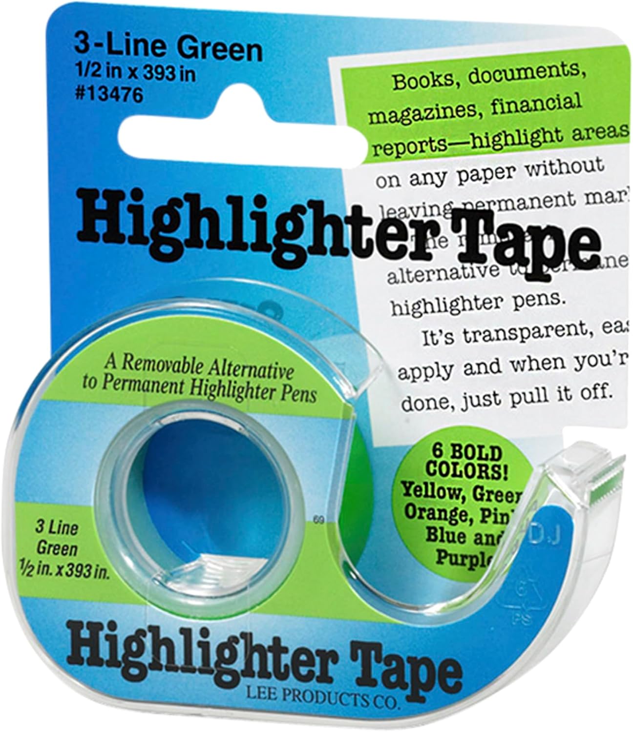 Amazon.com : Lee 3-Line Removable Highlighter Tape, 1/2 X 393 Inches ...