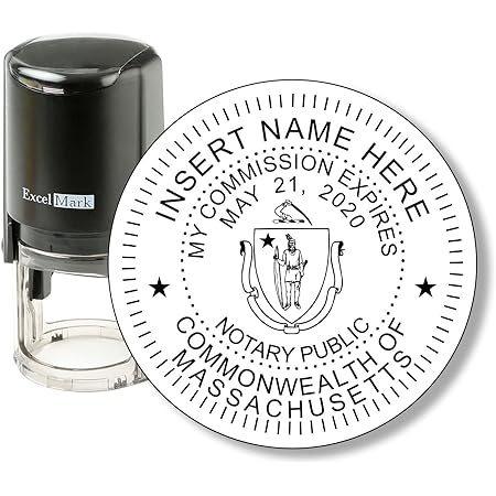 Amazon.com : ExcelMark A-43 Self-Inking Round Rubber Notary Stamp - State of Massachusetts ...