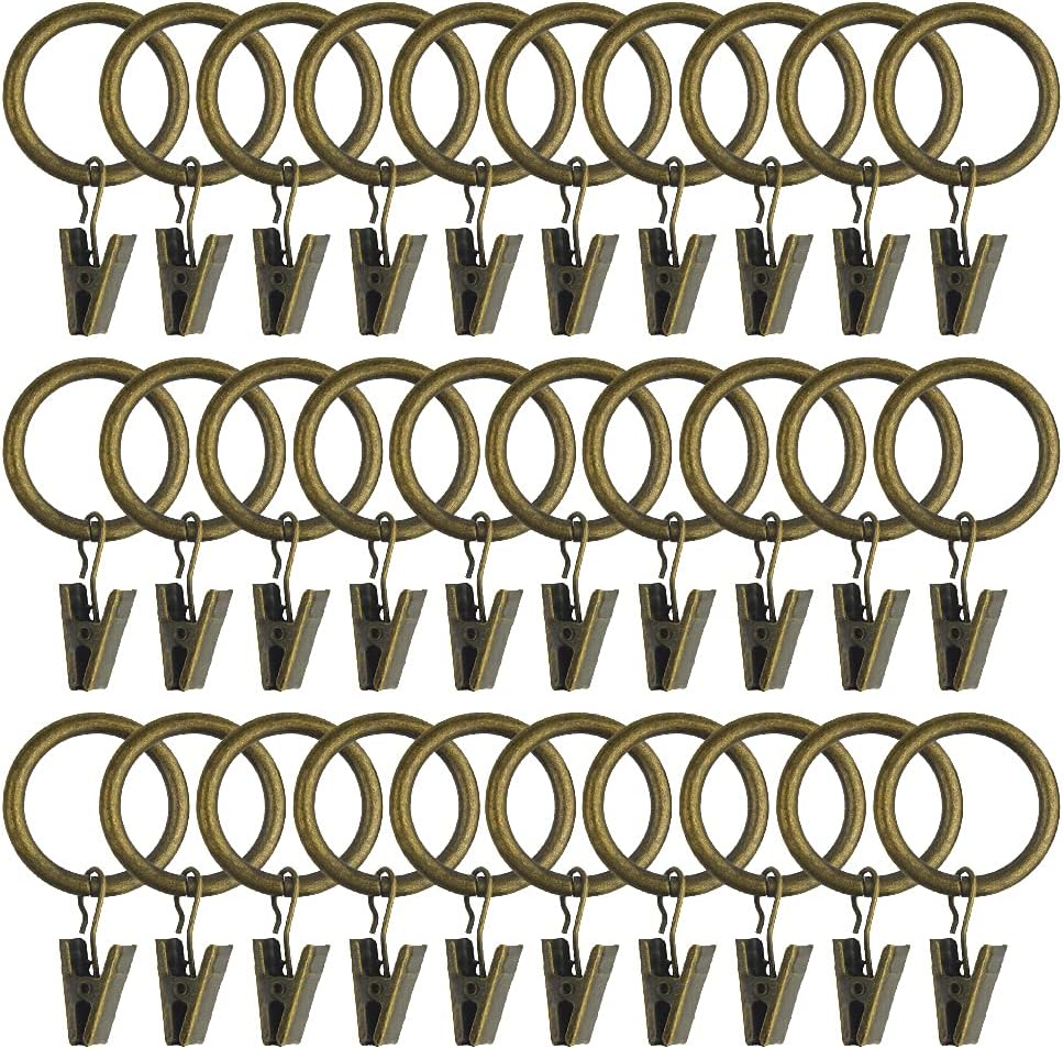 WMYCONGCONG Lot de 40 Anneaux de Rideaux avec Clips en Bronze Antique ...