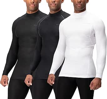 Amazon.com: DEVOPS 3 Pack Men's Athletic Turtle Neck Long Sleeve ...