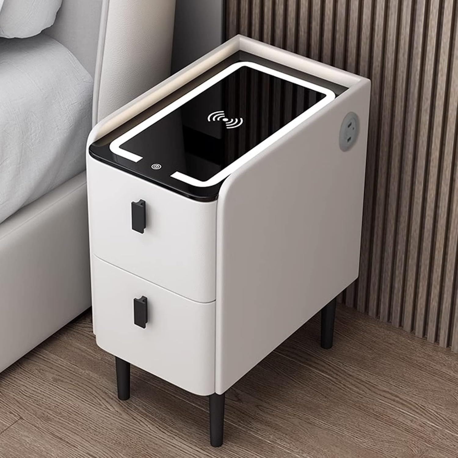 MNBVH Smart Bedside End Table With Storage Drawer, Small Nightstand ...
