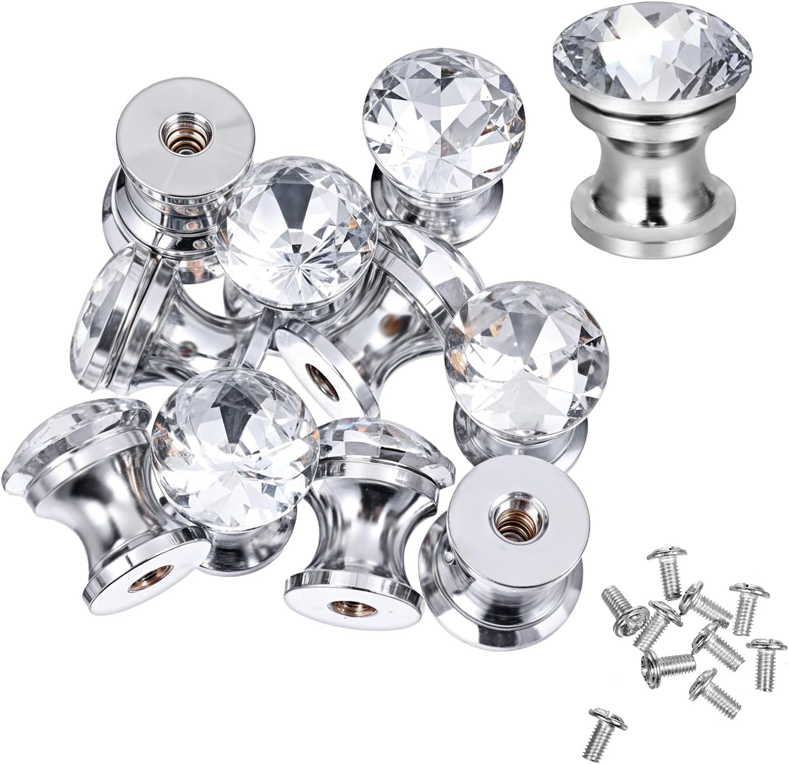 10 x Clear Faceted Small Drawer Knob Cupboard Cabinet Pull Handle ...