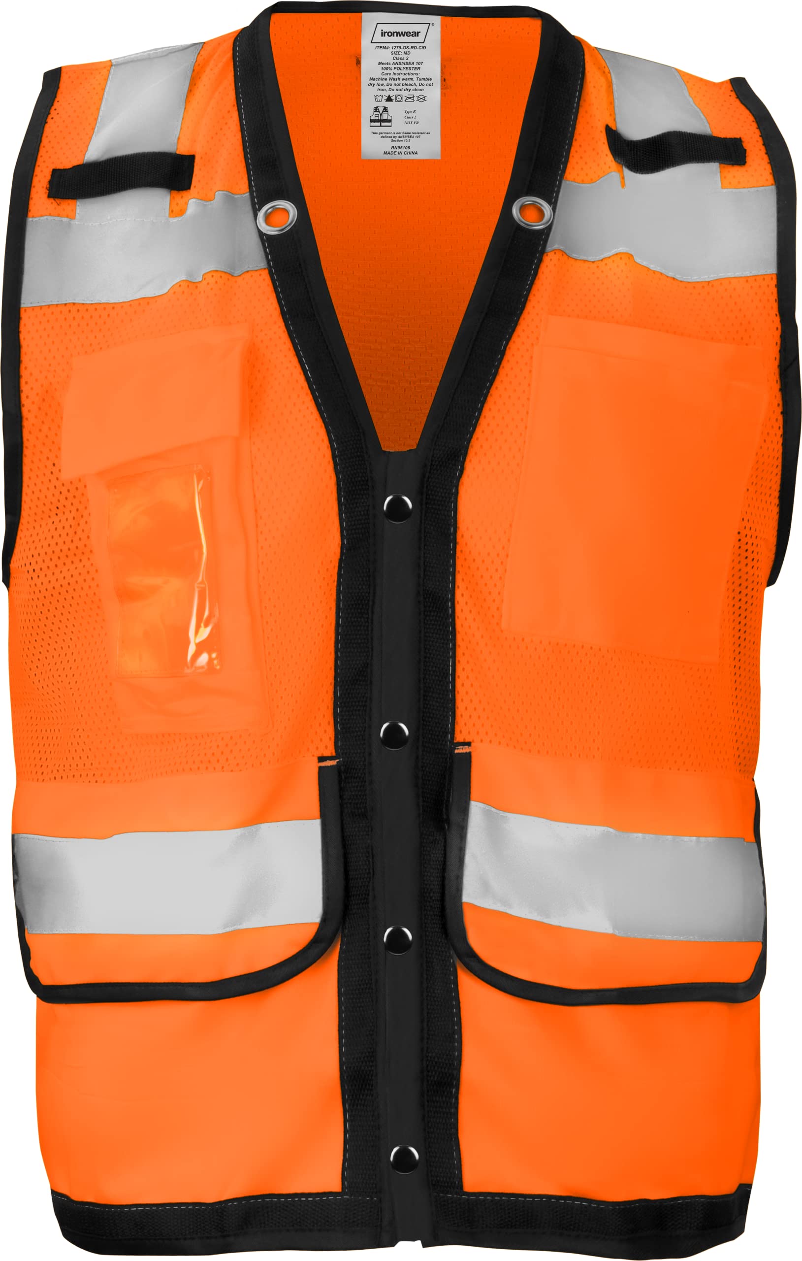 Ironwear 1279-OS-RD-CID-2-MD ANSI Class 2 Polyester SAFETY Vest with ...