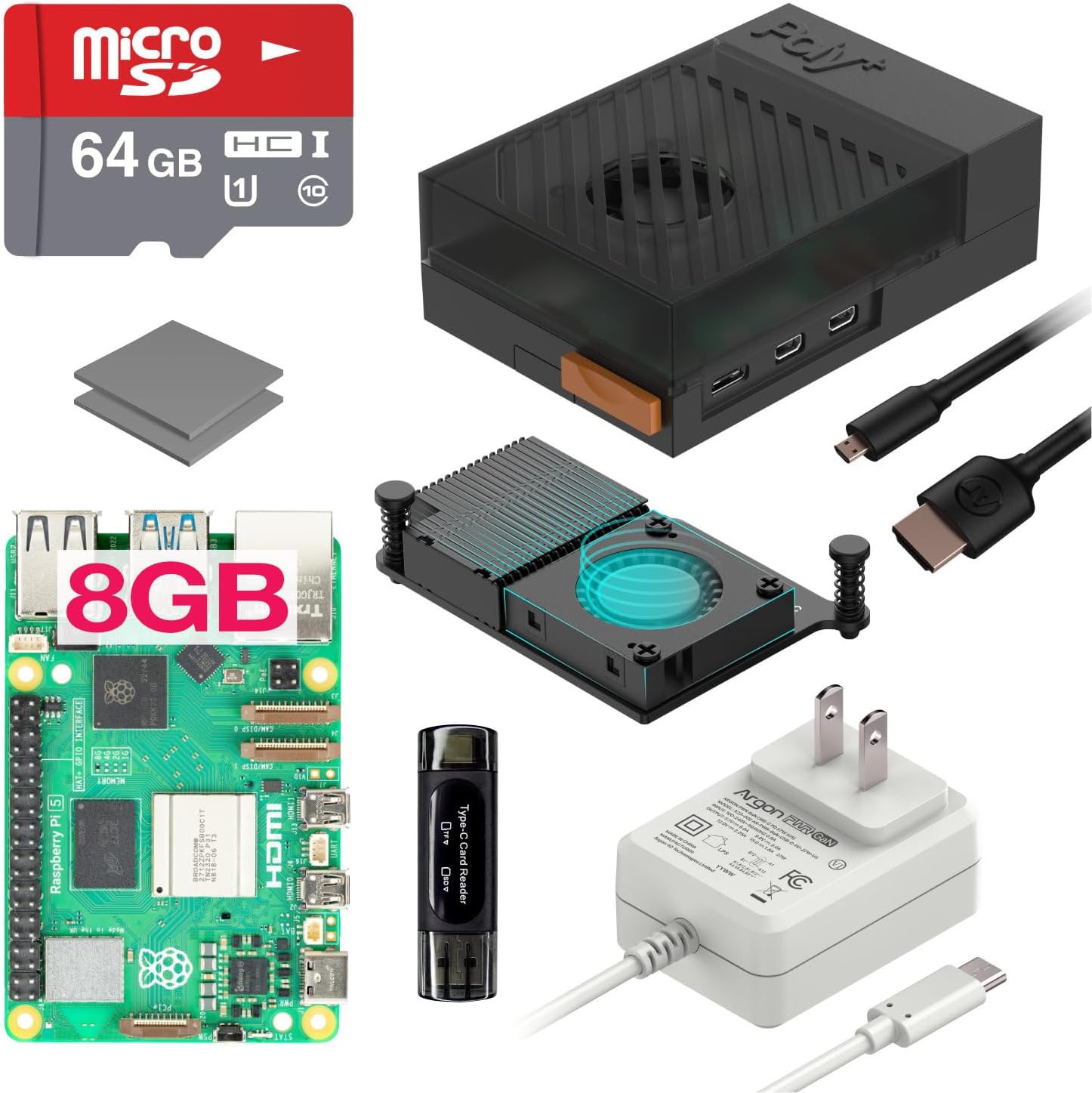 Amazon.com: Argon Poly+5 Raspberry Pi 5 Starter Kit | Raspberry Pi 5 ...
