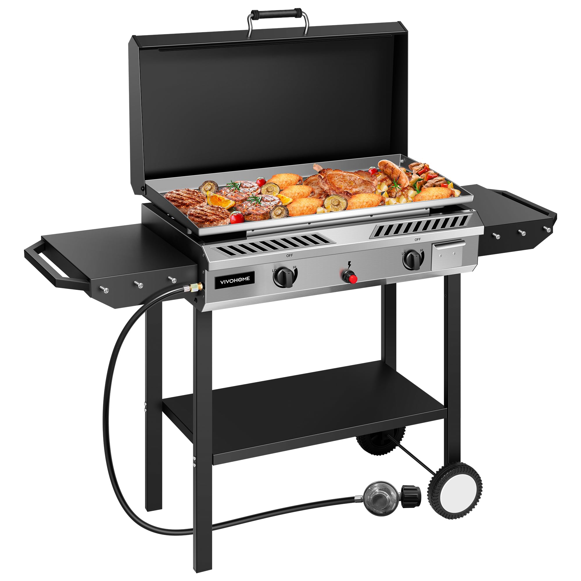 Amazon.com: VIVOHOME 2 Burner Outdoor Griddle Station, Detachable Gas ...