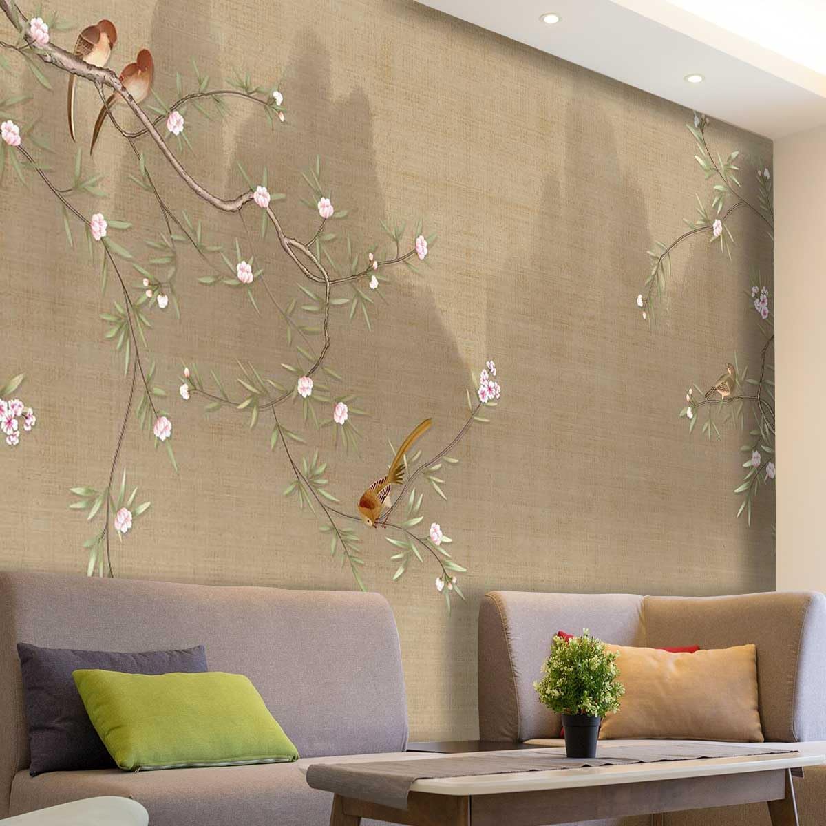 ZYMECH Chinese Style Wallpaper Peel and Stick Boho Cherry Blossoms Plum ...