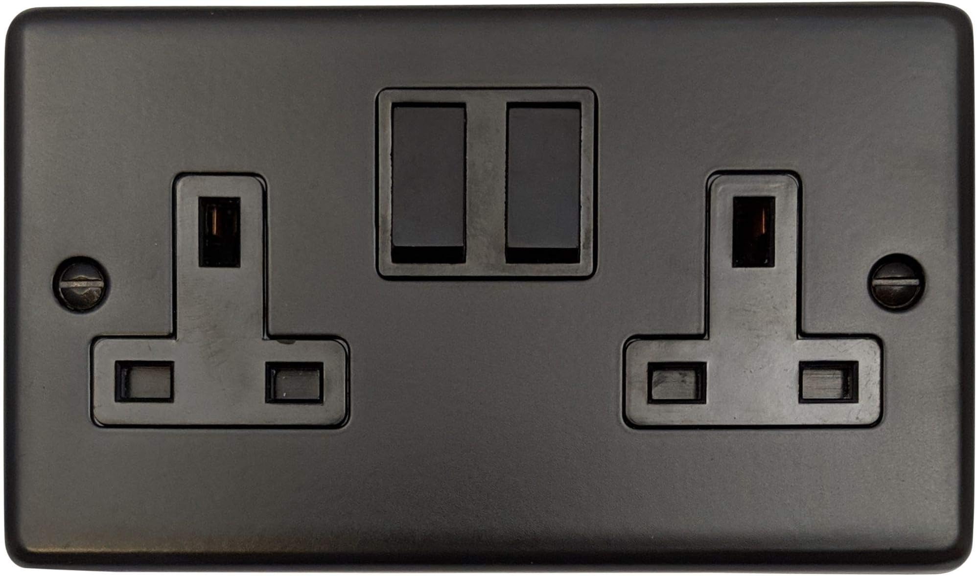 Matt Black Double Socket (Black Switch) - CFB10B : Amazon.co.uk: DIY ...