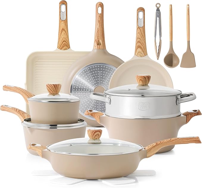 Amazon.com: SENSARTE Ceramic Cookware Sets, Pots and Pans Set Nonstick ...