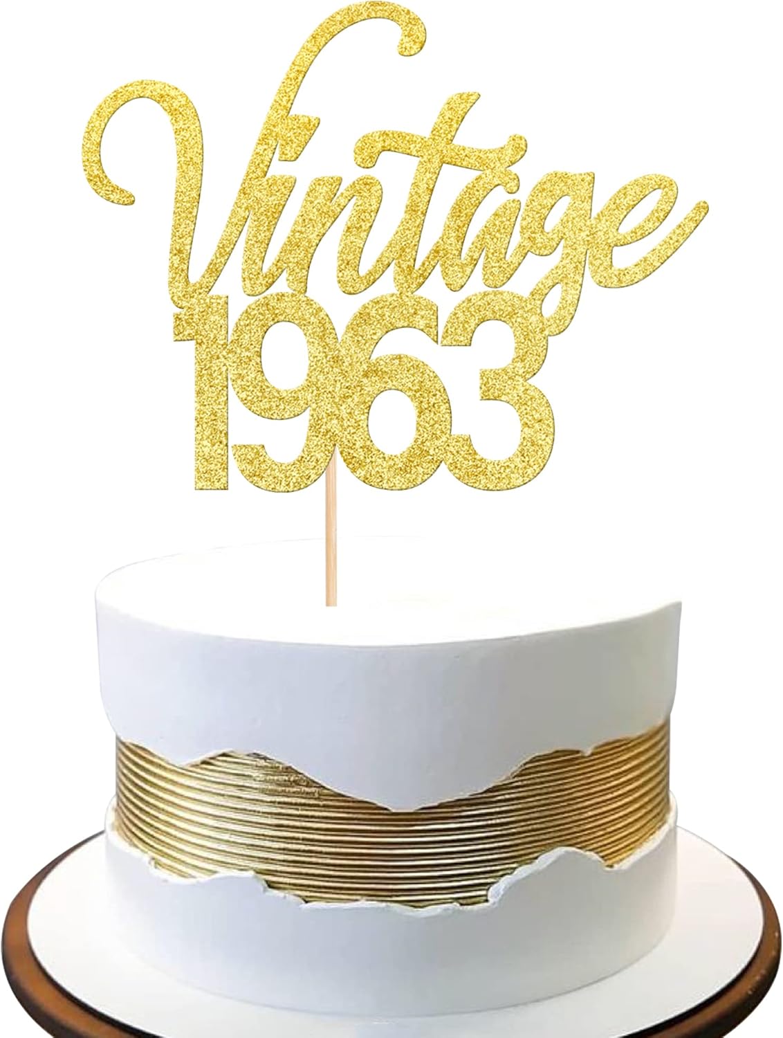 Amazon.com: 1 PCS Vintage 1963 Cake Topper Gold Glitter Happy 60th ...