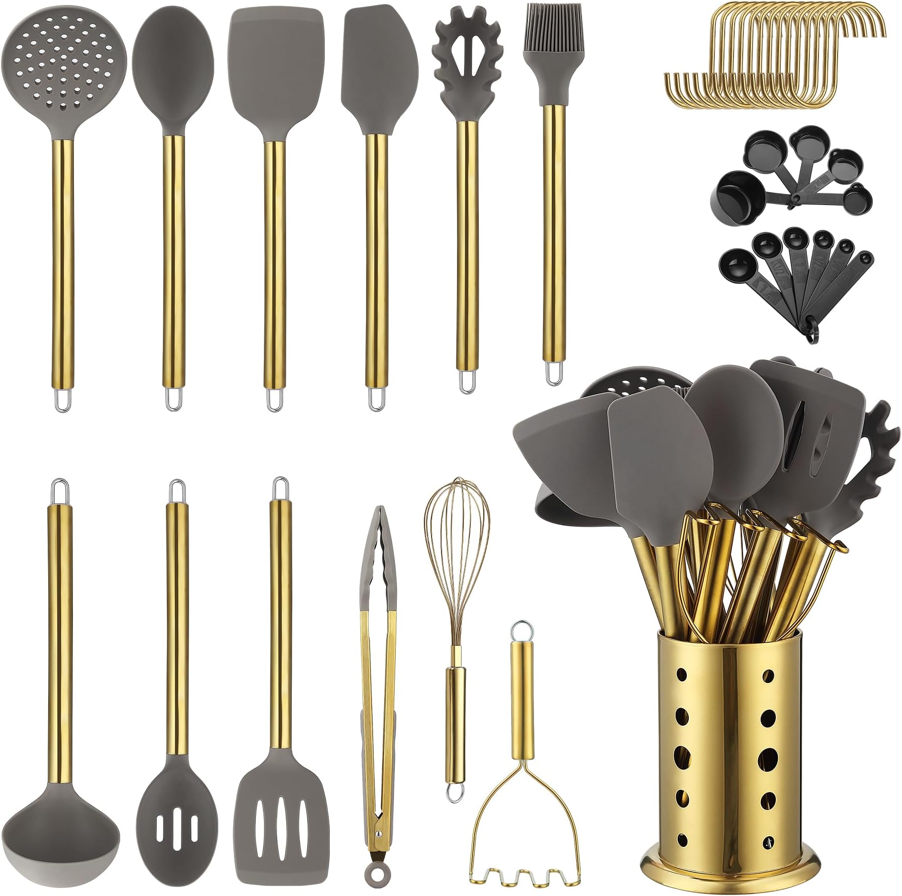 Amazon.com: Gold Cooking Utensils Set, Kyraton Stainless Steel 37 ...