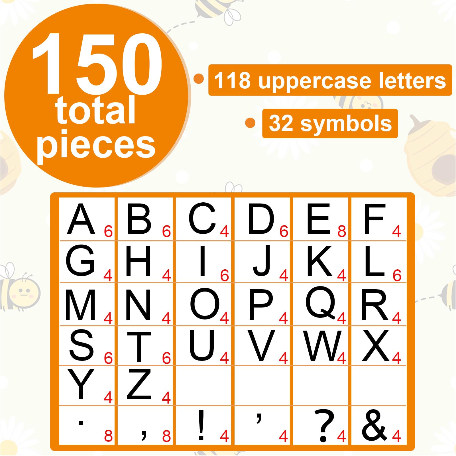 Snapklik.com : 150 PCS Large 7" Bulletin Board Letters Set, Hive Honey ...