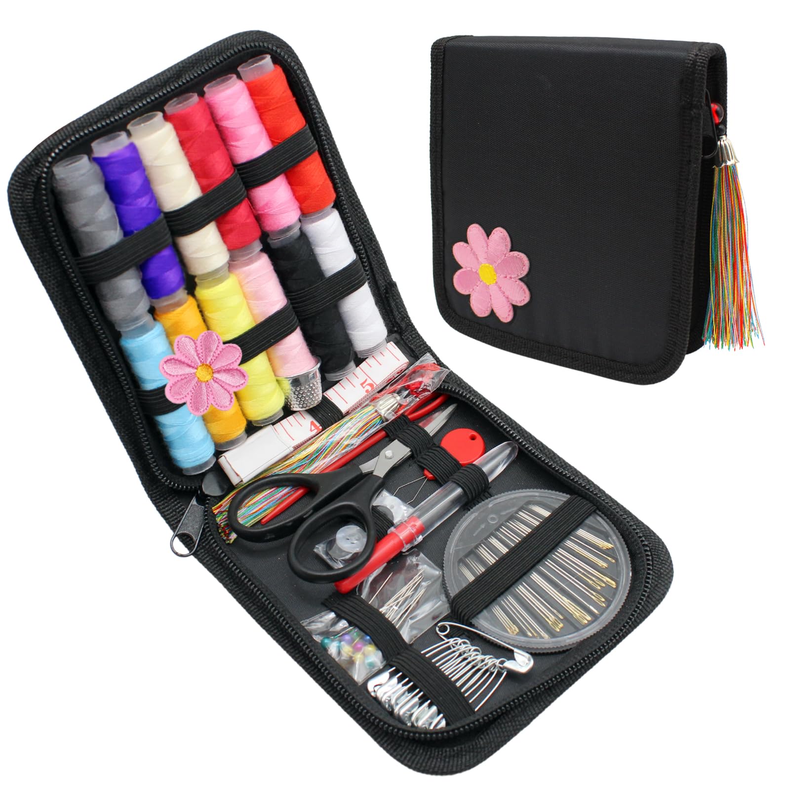 Amazon | Mesanda 裁縫セット ソーイングセット 12色縫い糸 裁縫道具セット 携帯式 収納バッグ付き 手縫い針 はさみ 指ぬき 糸通し 刺繍 手芸 DIY 家庭 学校 旅行用 ...