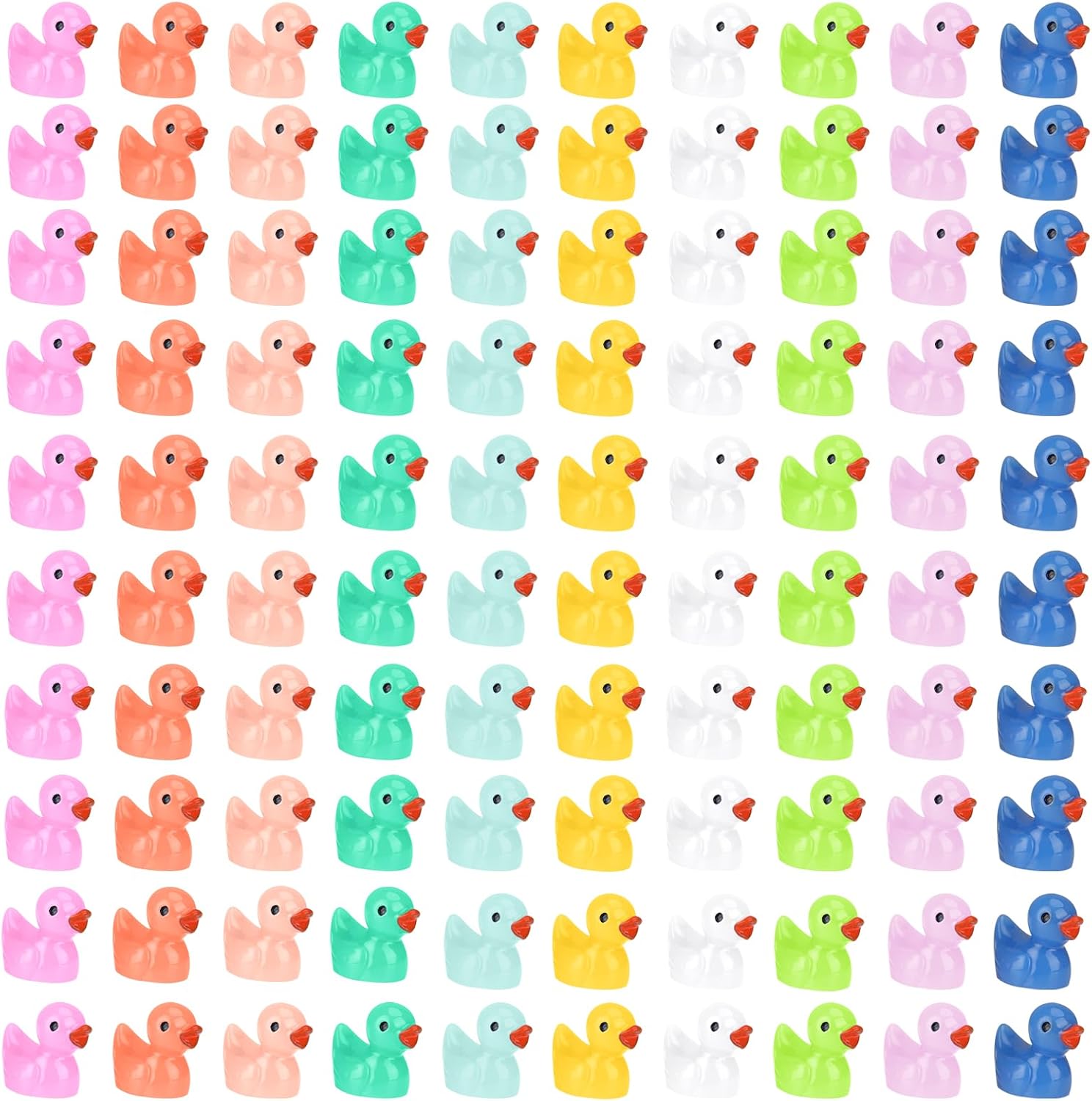 HEQU 100 Pcs Mini Ducks to Hide 10 Colors Resin Ducks Tiny Duck Mini ...