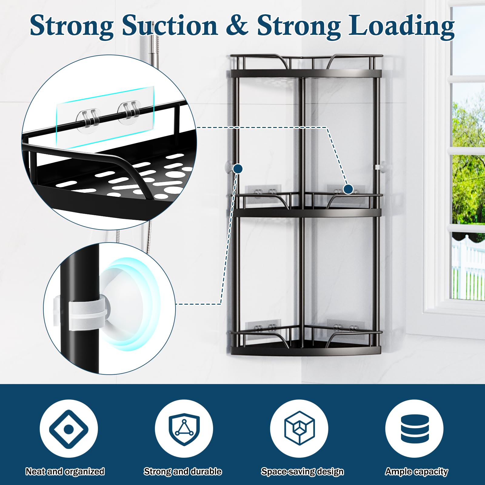 Snapklik.com : Cutfafa Modern/Contemporary Black 3 Tier Shower Caddy ...