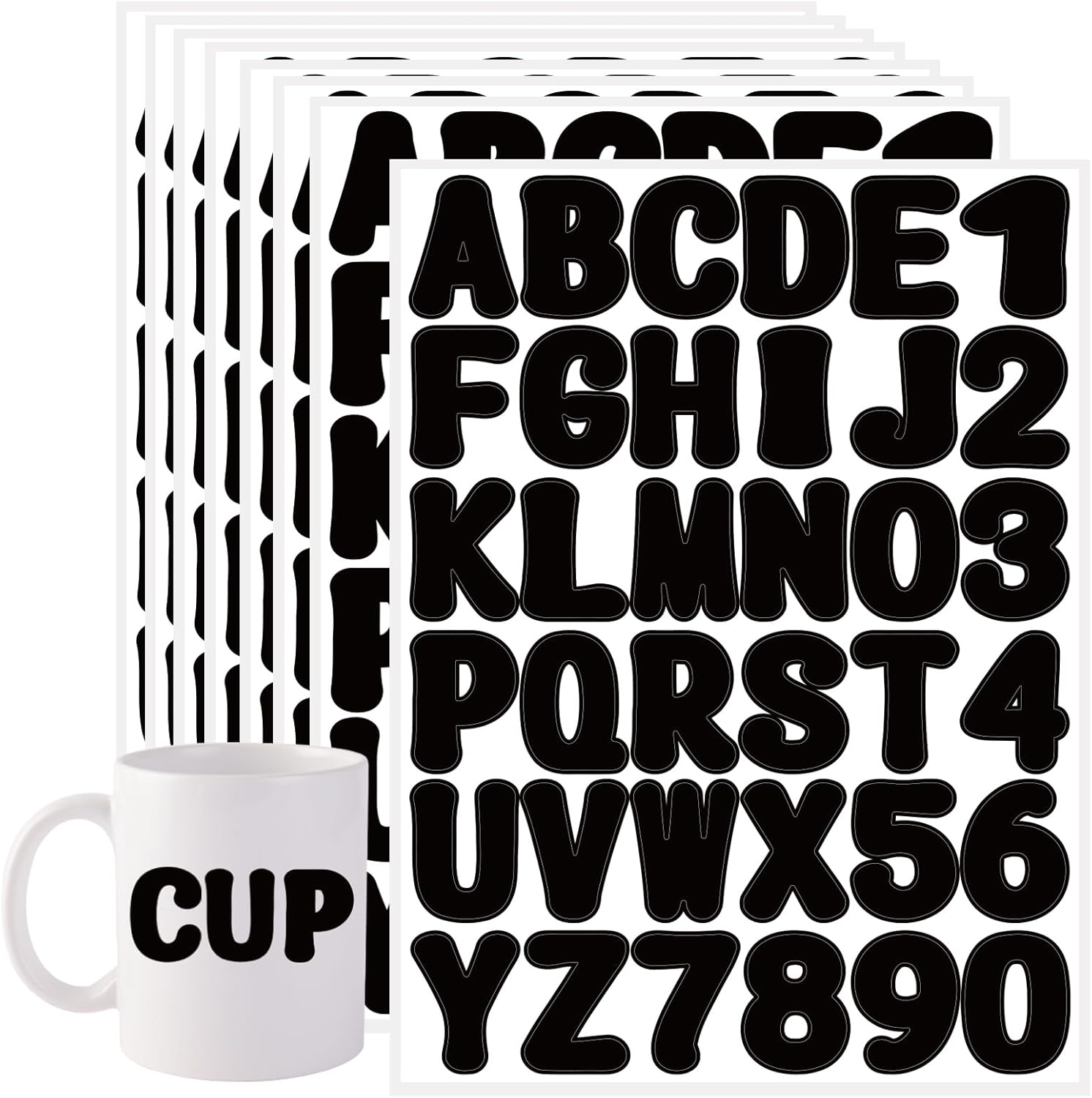 Amazon.com: Starboling 2 Inch Alphabet Stickers - 16 Sheets Black Vinyl ...