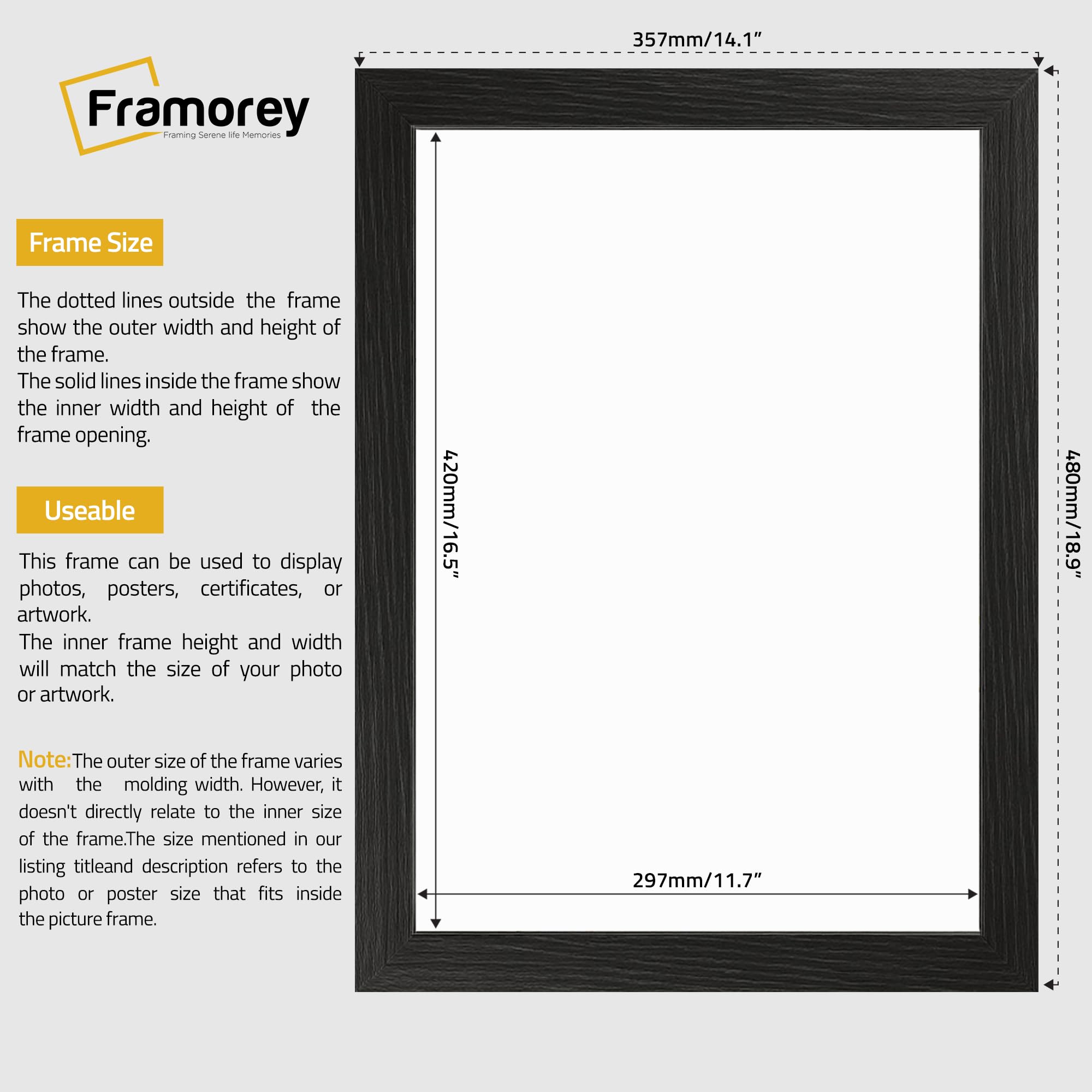 Black A3 Picture Frame FRAE EAZY A3 Oak Photo Picture Frae Certificate ...