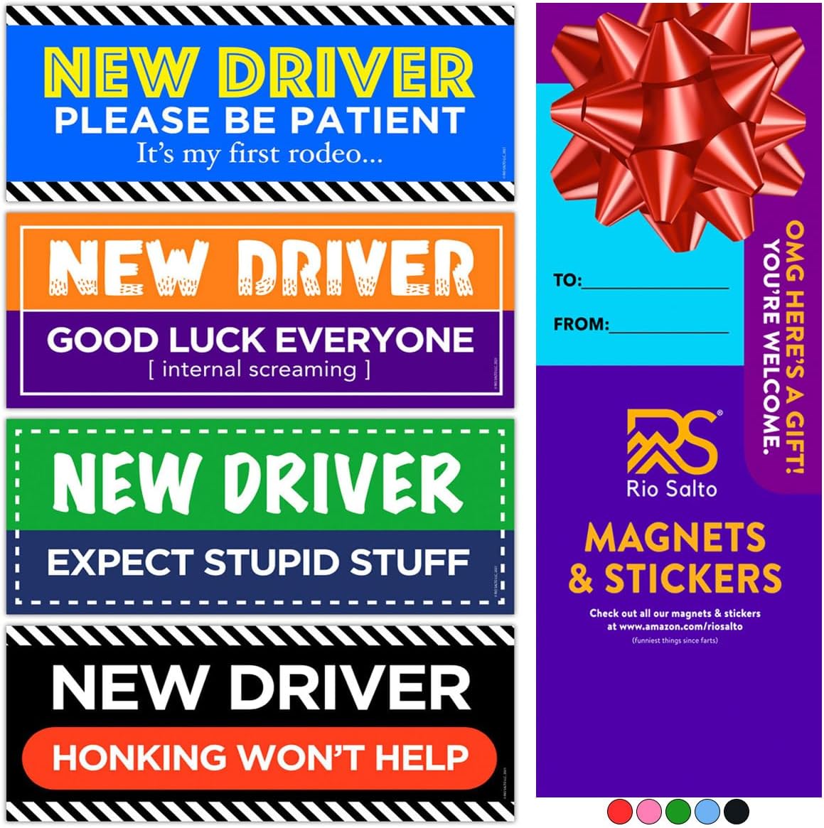 Amazon.com: Rio Salto 4-Pack Funny Large New Driver Car Magnet Please ...