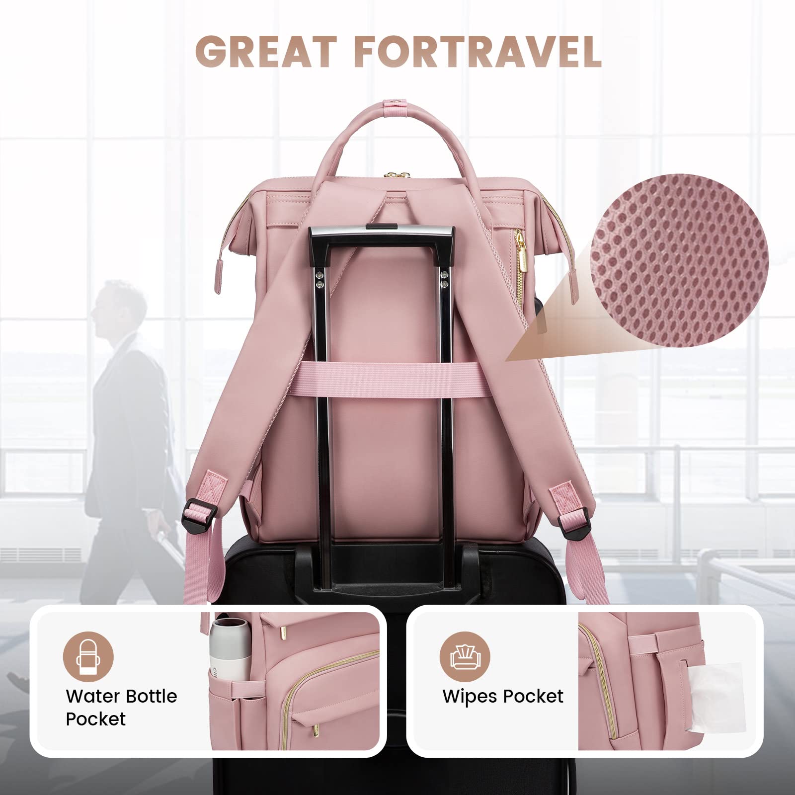 LOVEVOOK Leather Laptop Backpack for Women 15.6 inch,Travel Backpack ...