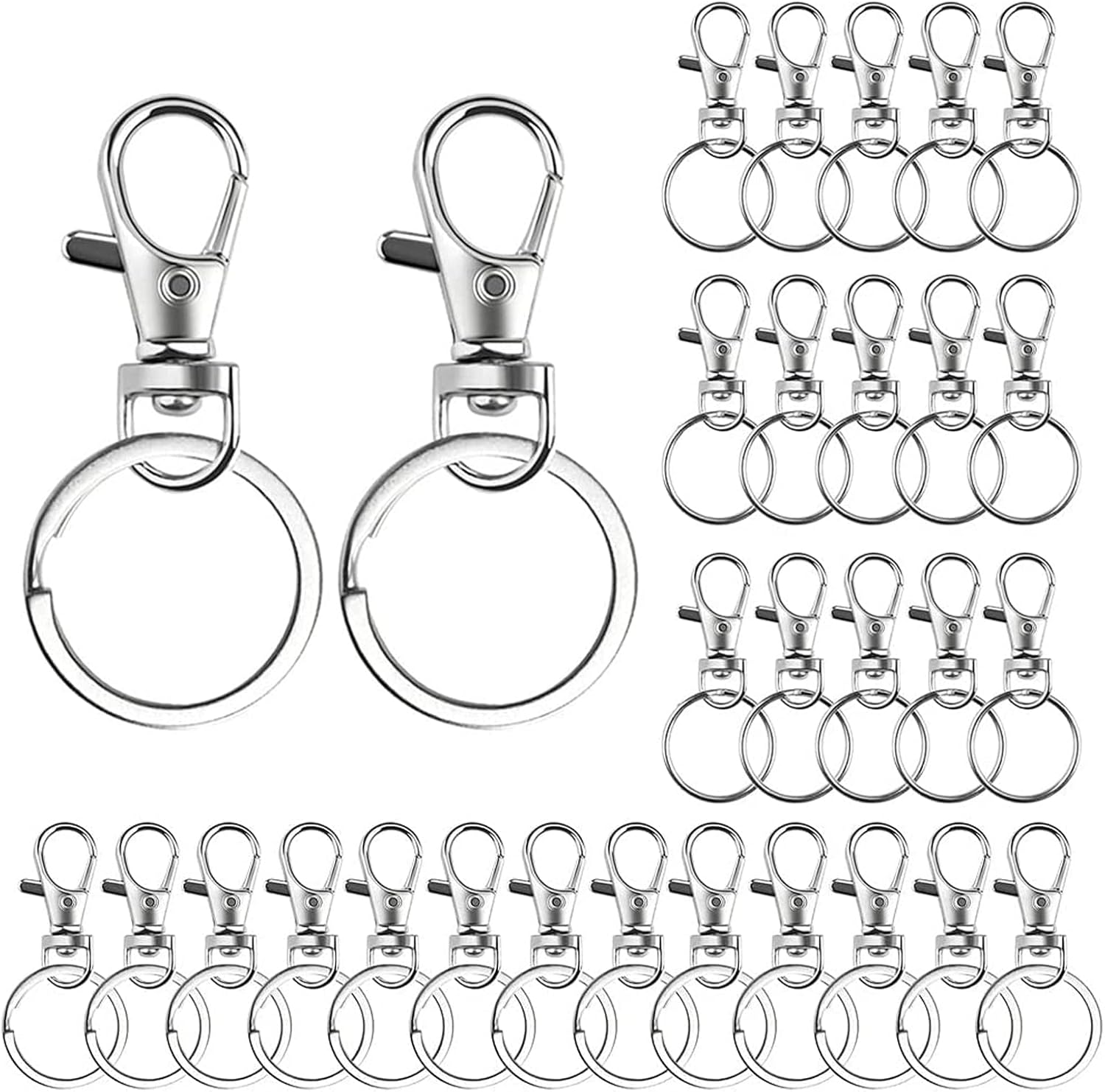 60 Pcs Keyring Rings Key Ring Hoops, Metal Key Ring Clips Swivel ...