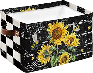 Amazon.com: Rustic Sunflowers Storage Basket for Organizing Shelves ...