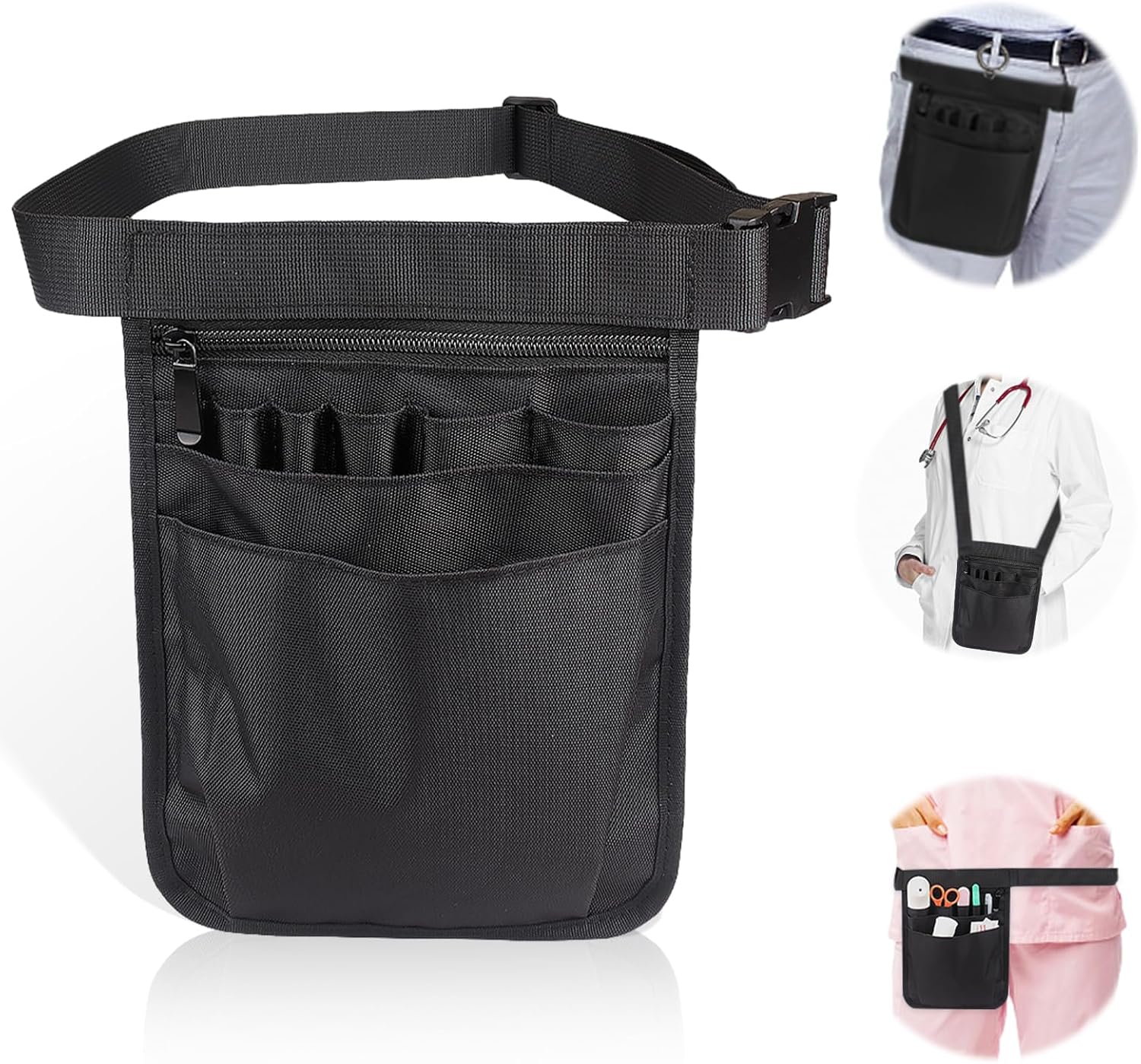 Multiple Compartments Nurses Bag with with Adjustable Waist Strap, Vet ...