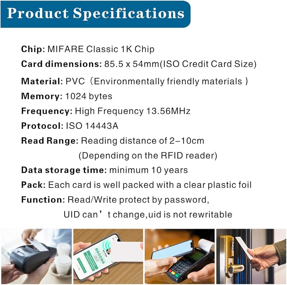 10pcs MIFARE Classic 1K 13.56 mhz RFID Cards iso Philippines | Ubuy