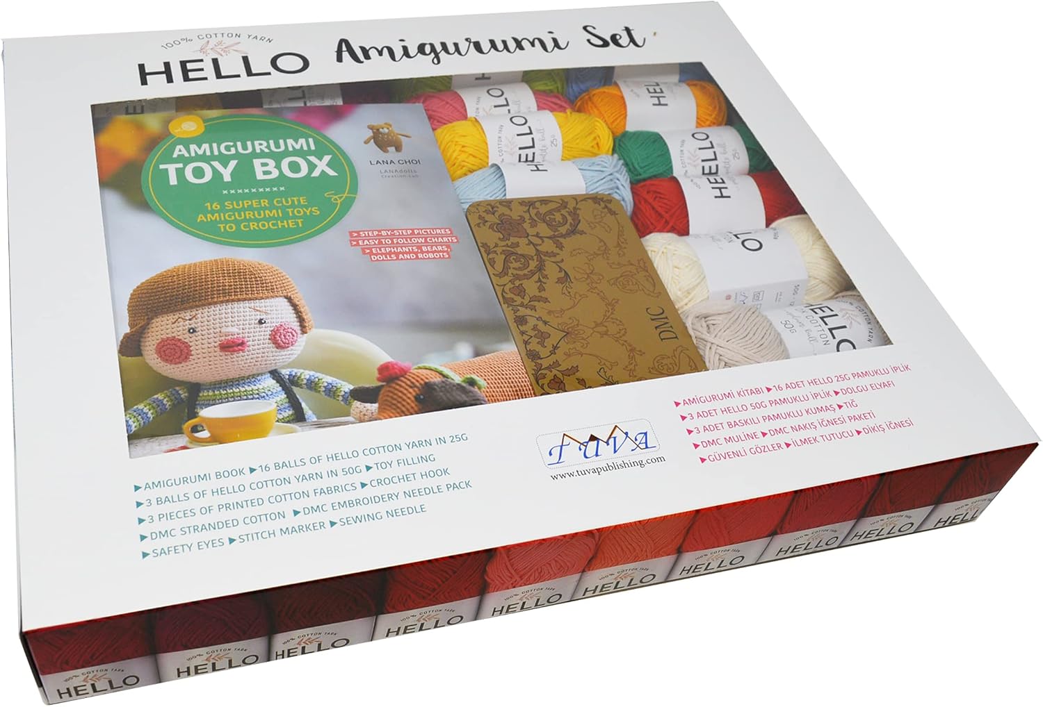 Hello Cotton Gift Set, Amigurumi Toy Box, Book and Materials – BigaMart