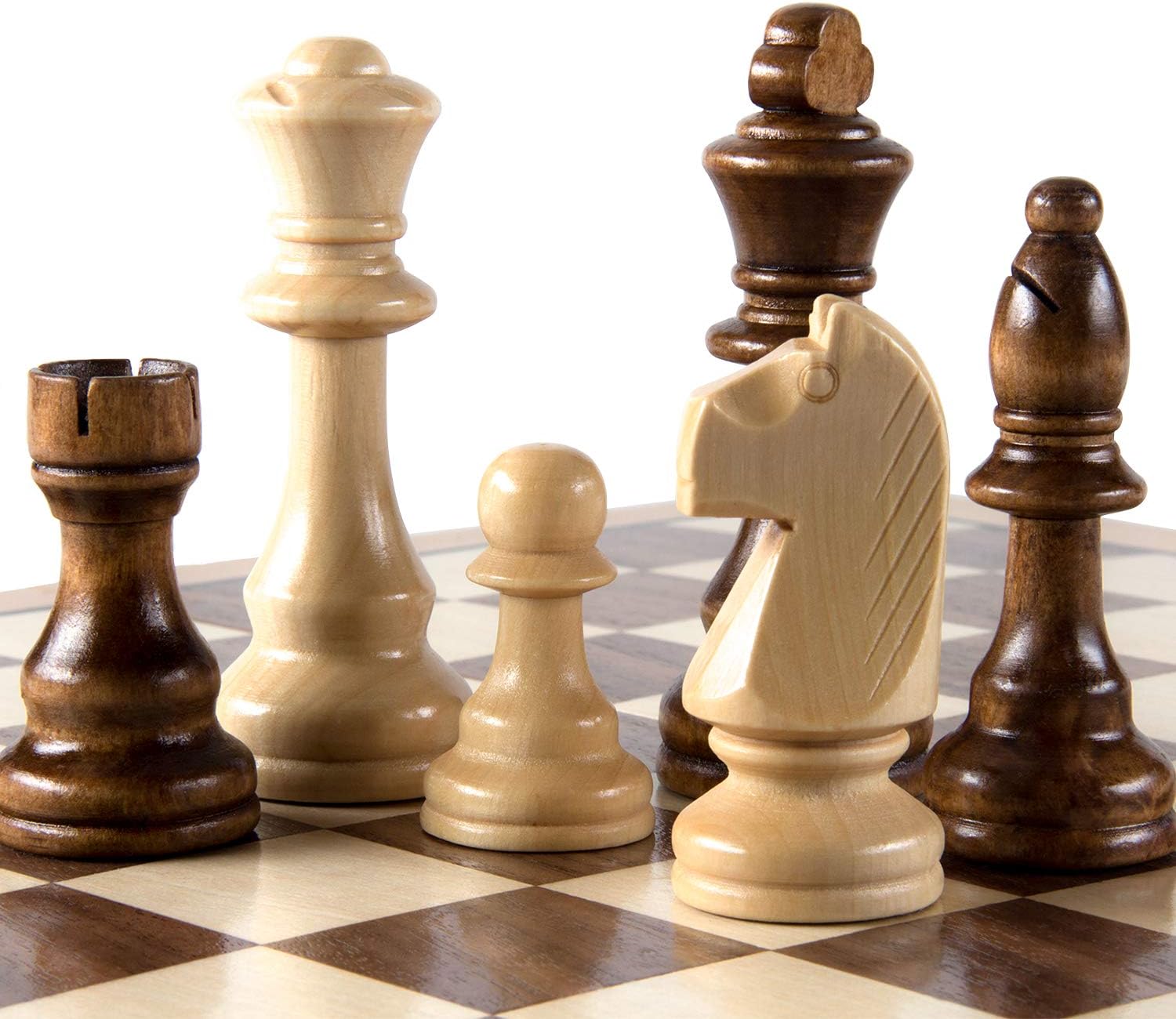 AMEROUS Chess Pieces Only, Wooden Hand Carved Tournament Chessmen with ...