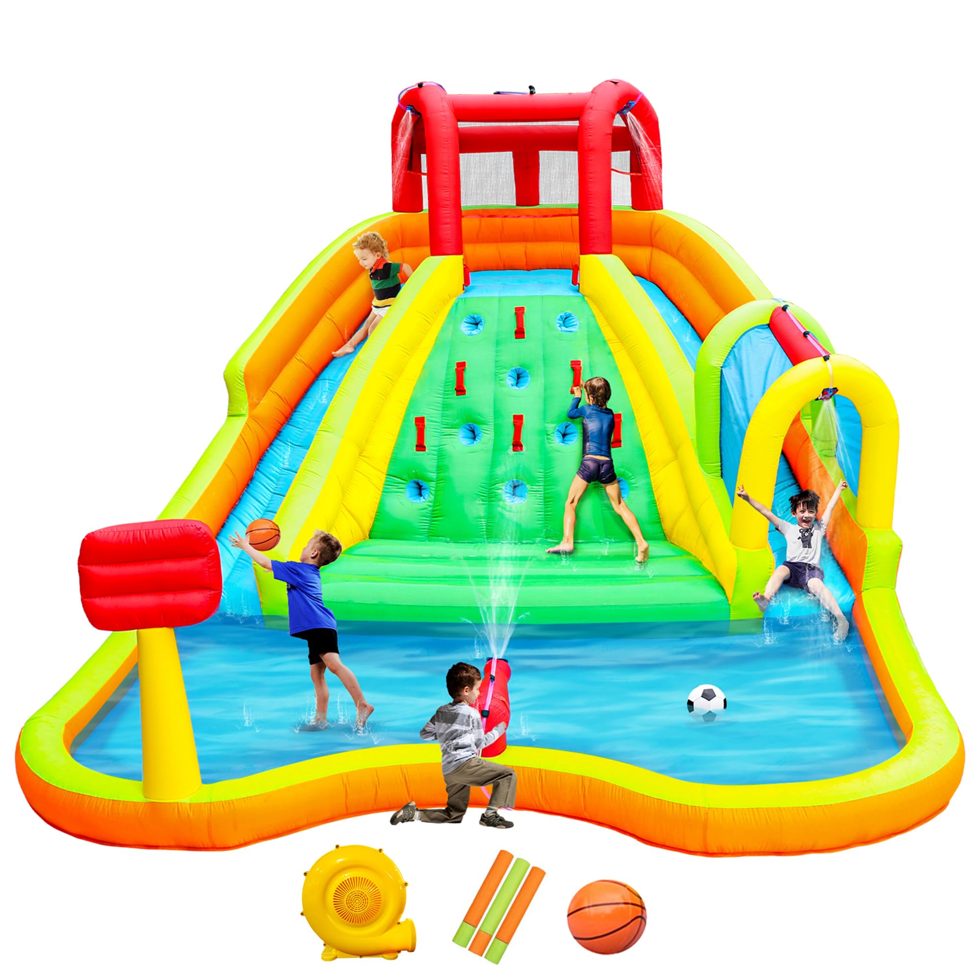 Amazon.com: WELLFUNTIME Inflatable Water Slide Adventure Park Game ...