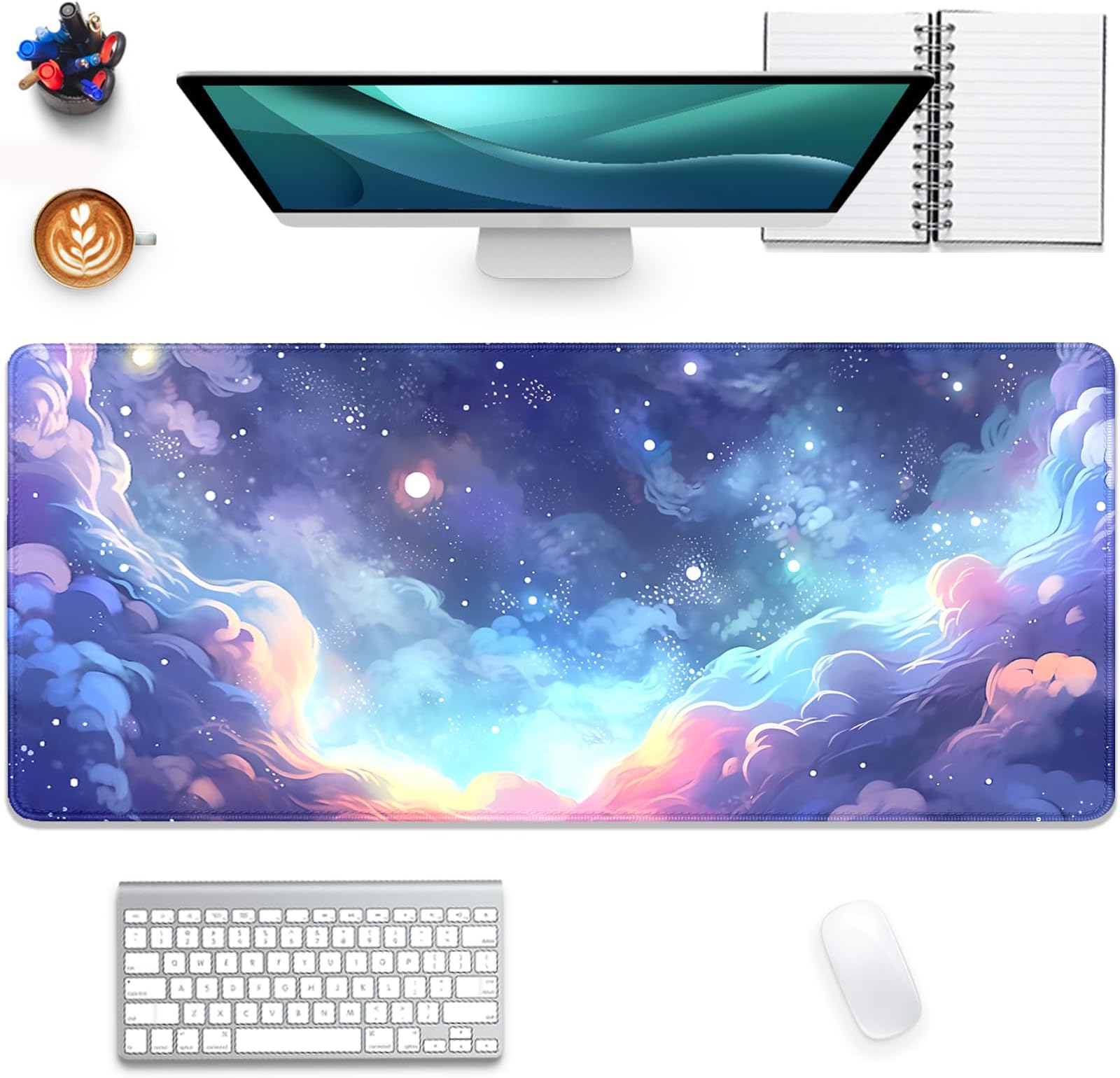 Amazon.com : Stars Sky Dark Blue Cosmos Mouse Pad Desk Mat,Large ...