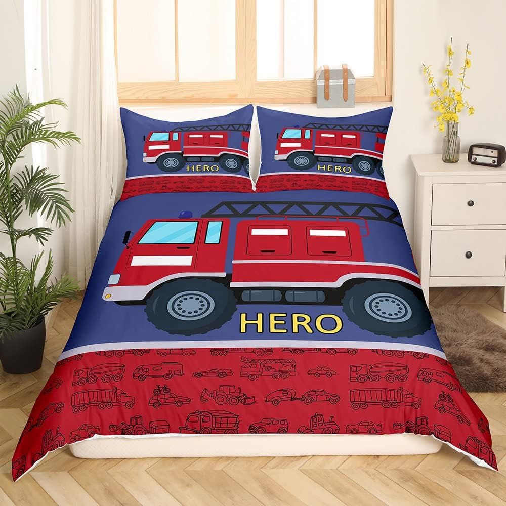 Amazon.com: Erosebridal Fire Truck Bedding Sets King,Firefighter Car ...