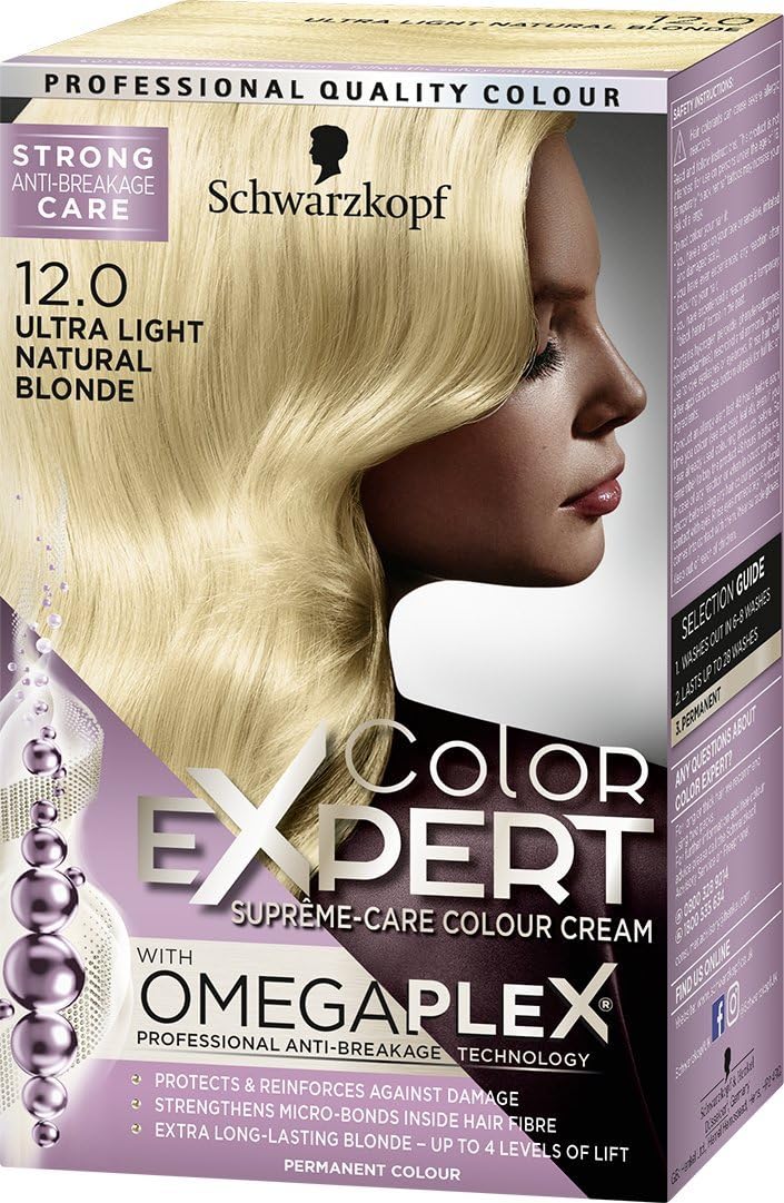 Schwarzkopf Color Expert Omegaplex Hair Dye, 12-0 Ultra Light Natural ...
